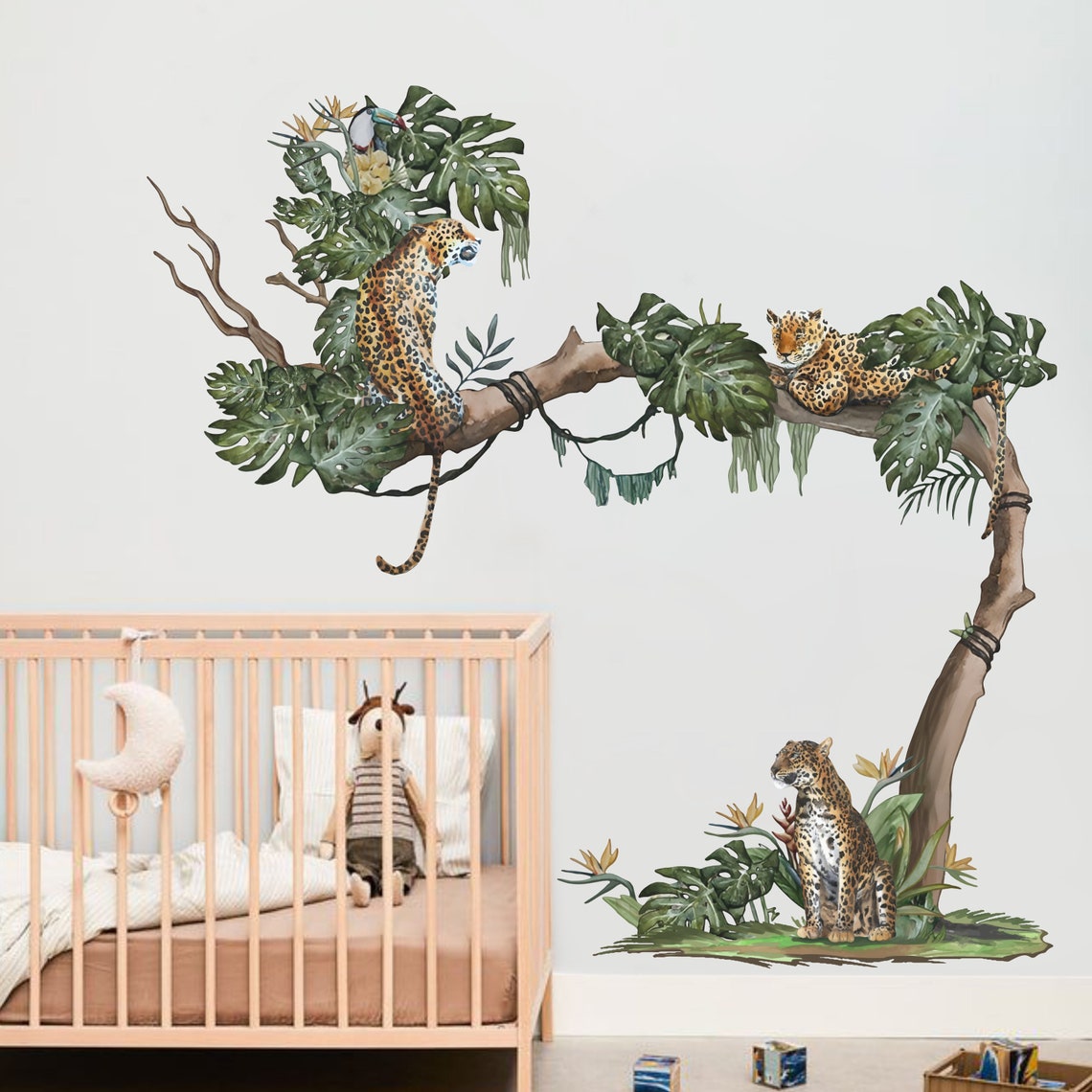 Leopard Wall Decal Safari Wall Decal Tree Wall Decal Jungle Wall ...