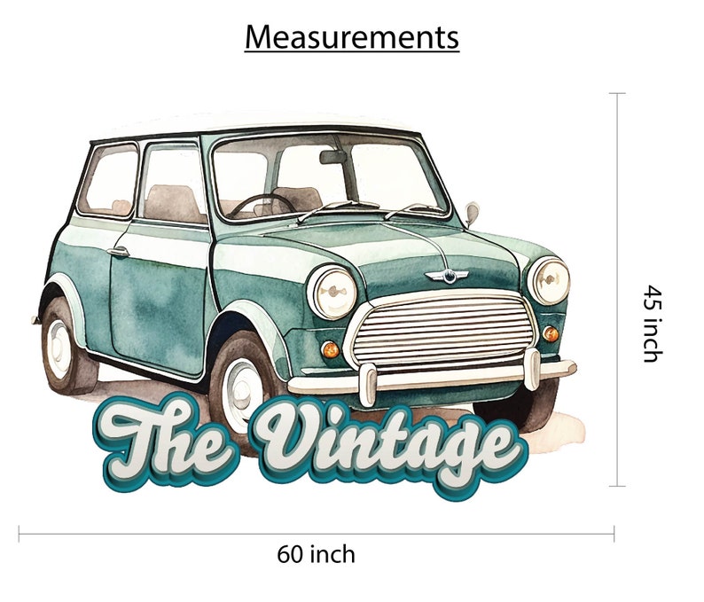 Vintage Mini Cooper Wall Decal: Watercolor Car Wall Sticker - Etsy