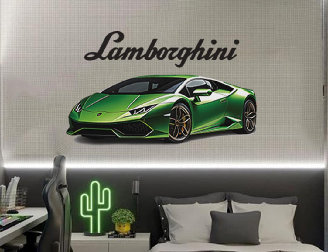 Green Lamborghini Wall Decal Lamborghini Wall Sticker Sport Car Wall ...