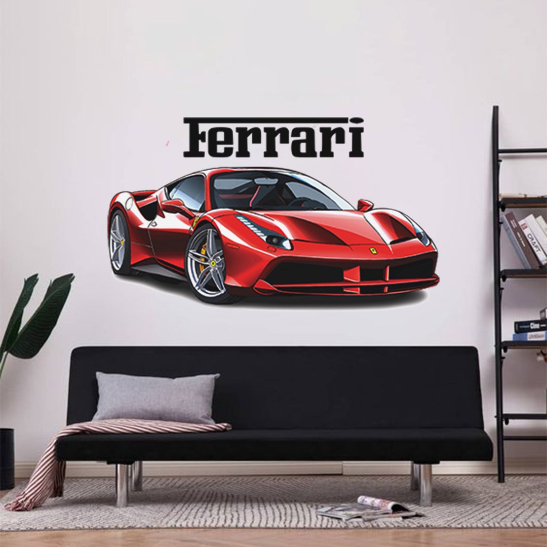 Red Ferrari Wall Decal Red Ferrari Wall Art Sport Car Wall Sticker ...