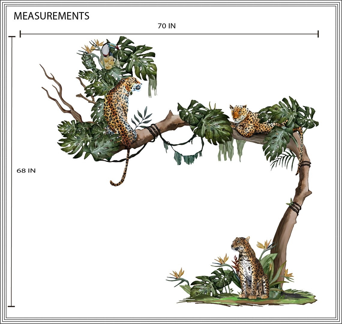 Leopard Wall Decal Safari Wall Decal Tree Wall Decal Jungle Wall ...