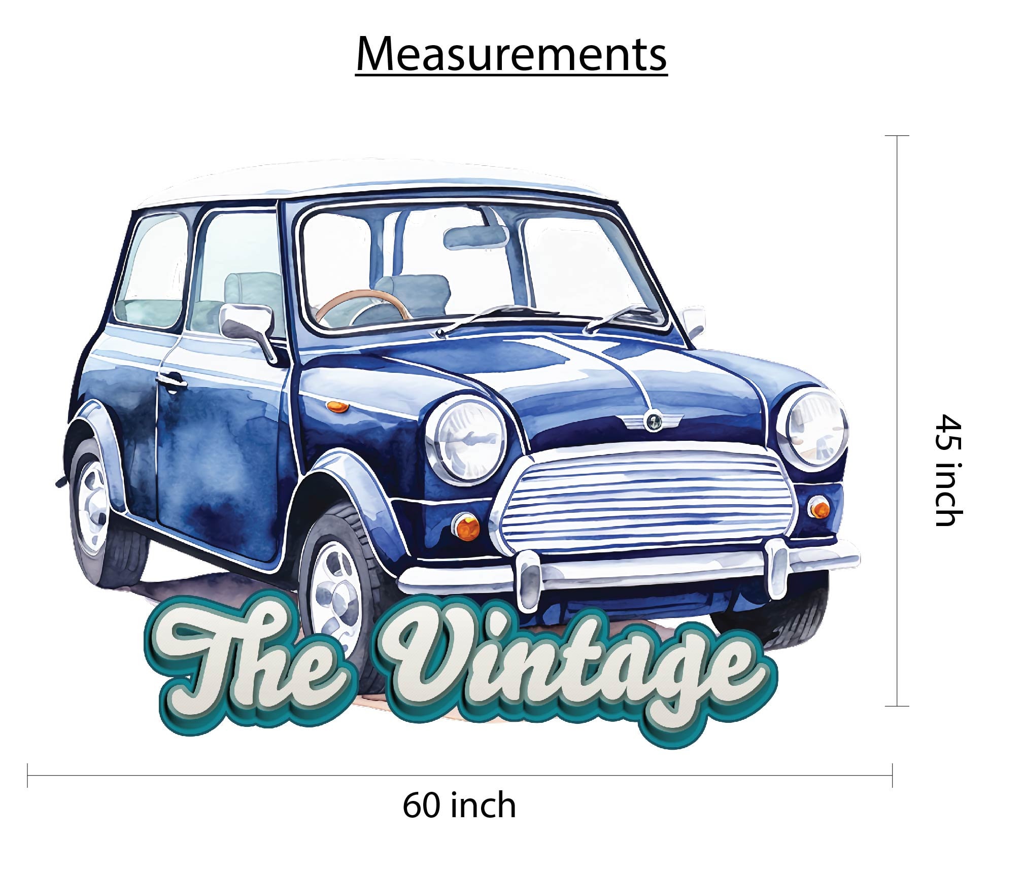Vintage Mini Cooper Wall Decal: Watercolor Car Wall Sticker - Etsy