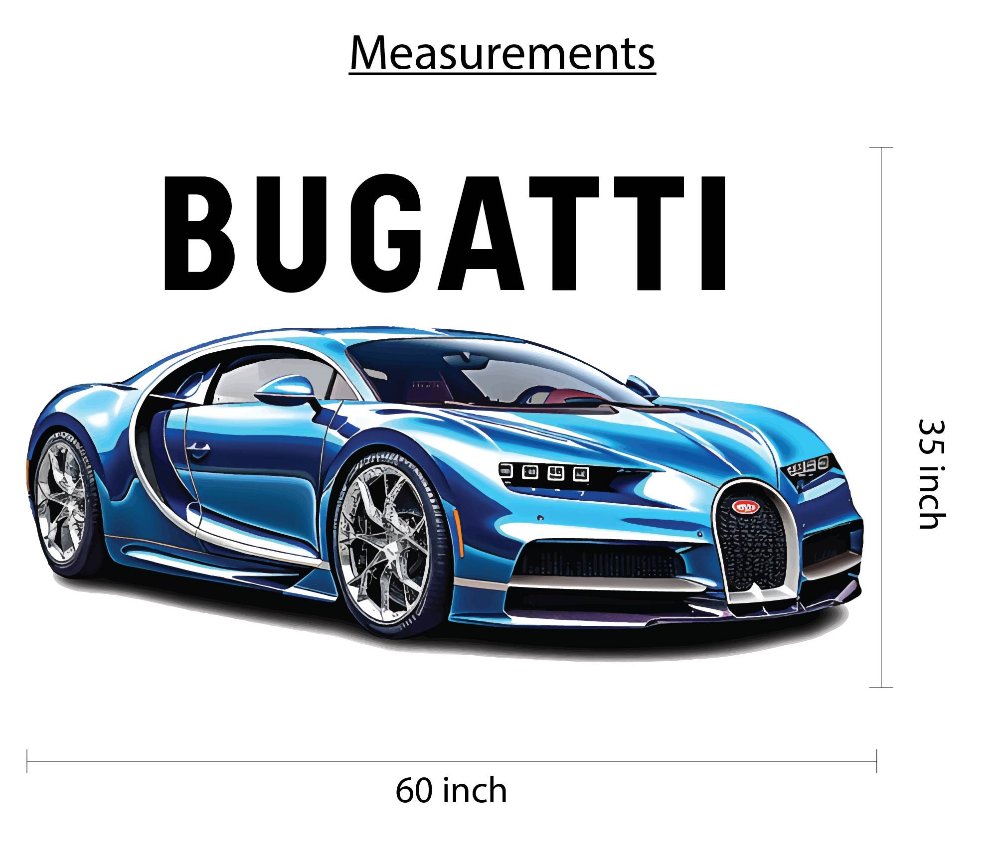 Blue Bugatti Wall Decal Bugatti Wall Sticker Sport Car Wall Art Bugatti ...