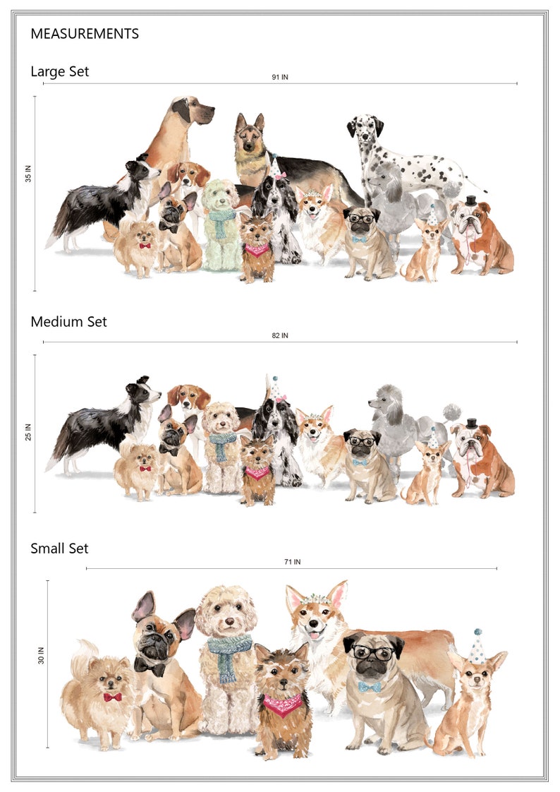 Removable Dog Lover Wallpaper Dog Wall Decal Cute Puppy Wall Sticker ...