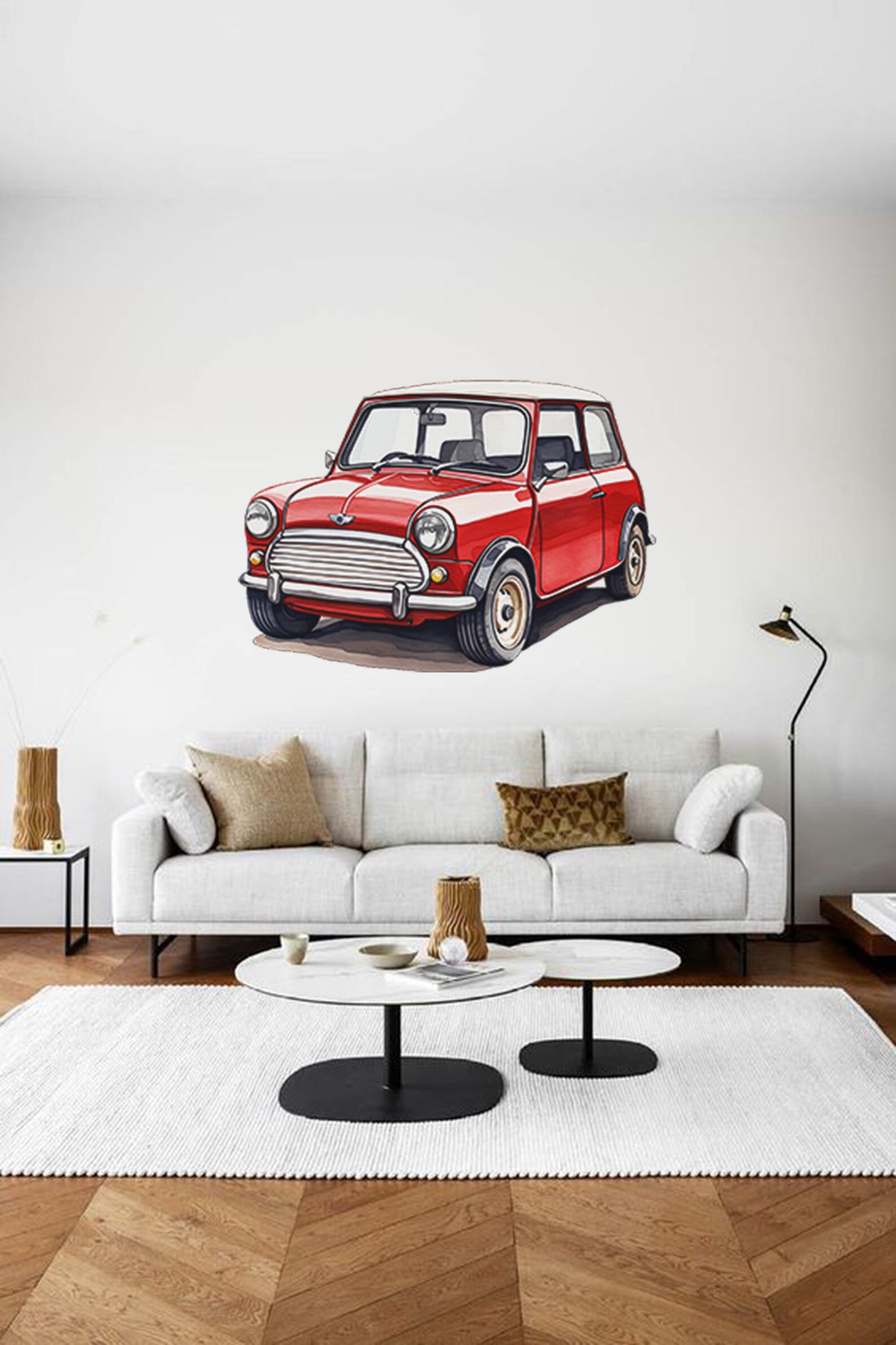 Vintage Mini Cooper Wall Decal: Watercolor Car Wall Sticker - Etsy