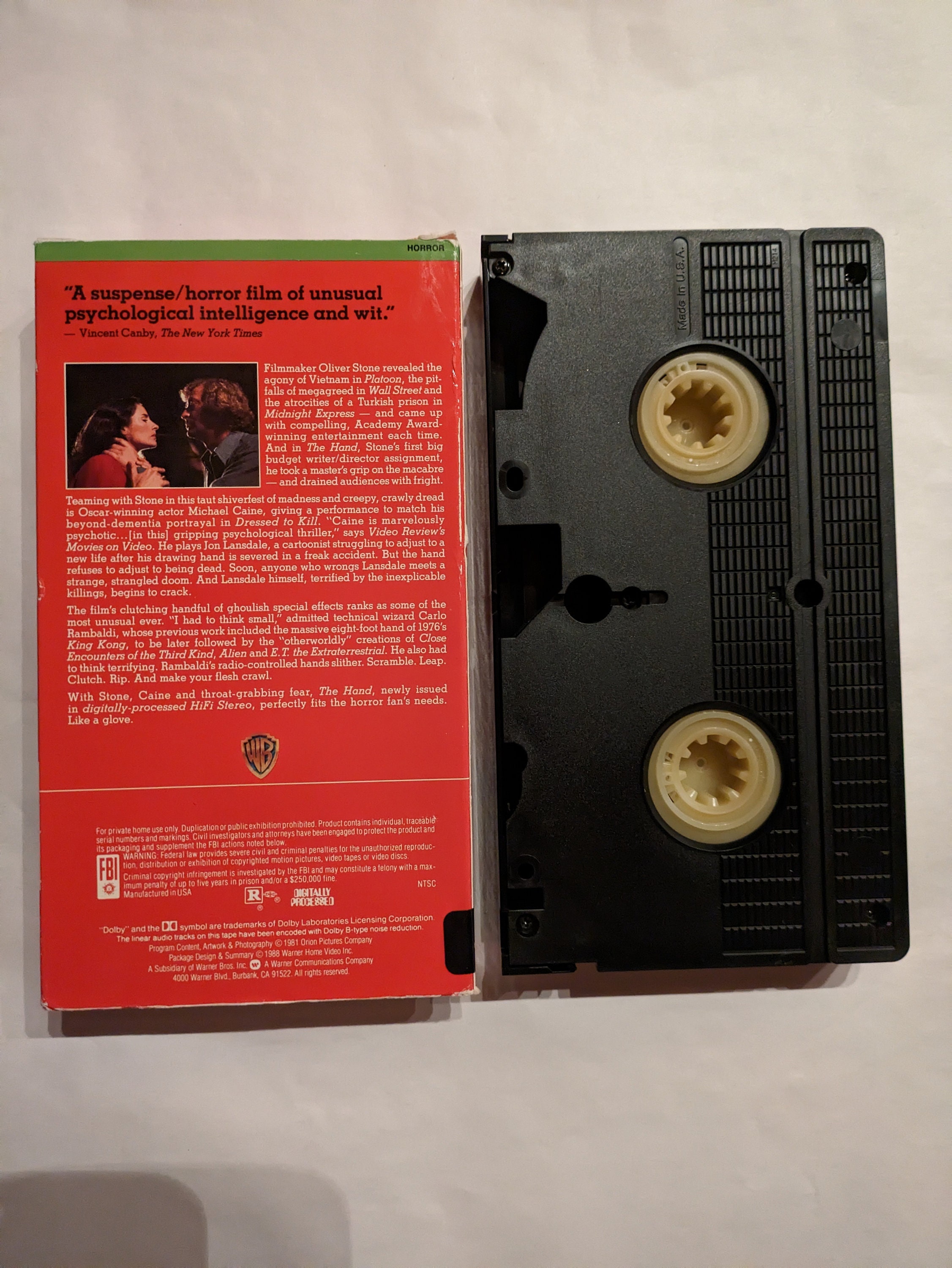 Vintage VHS Tape 1981 the Hand horror Starring Michael Caine - Etsy