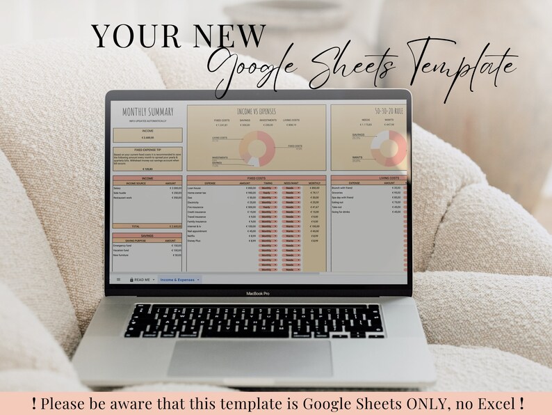 Monthly Budget Planner, Monthly Budget Spreadsheet, Google Sheets ...