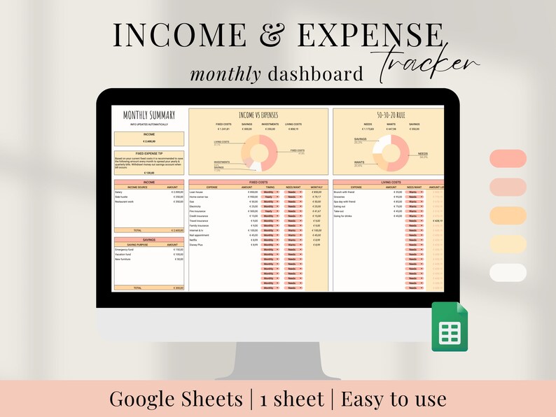 Monthly Budget Planner, Monthly Budget Spreadsheet, Google Sheets ...