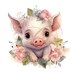 Watercolor Cute Baby Pig Clipart Bundle, Baby Shower, Nursery Decor ...