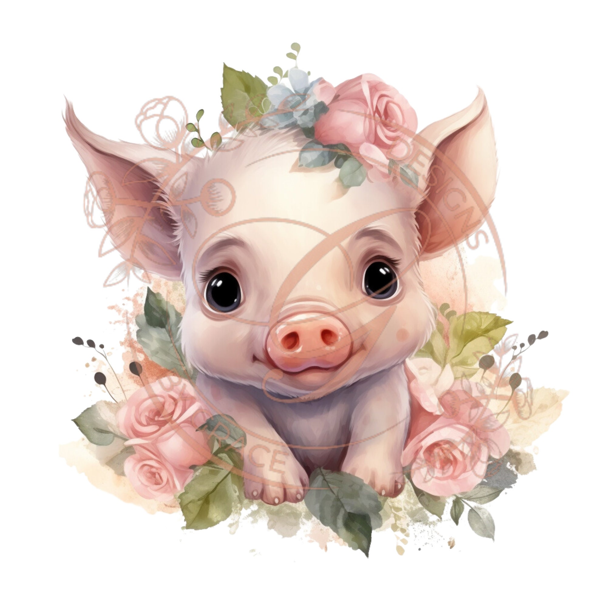 Watercolor Cute Baby Pig Clipart Bundle, Baby Shower, Nursery Decor ...