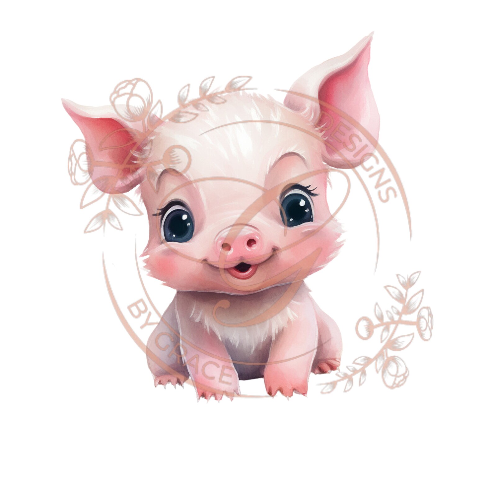 Watercolor Cute Baby Pig Clipart Bundle, Baby Shower, Nursery Decor ...