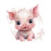 Watercolor Cute Baby Pig Clipart Bundle, Baby Shower, Nursery Decor ...