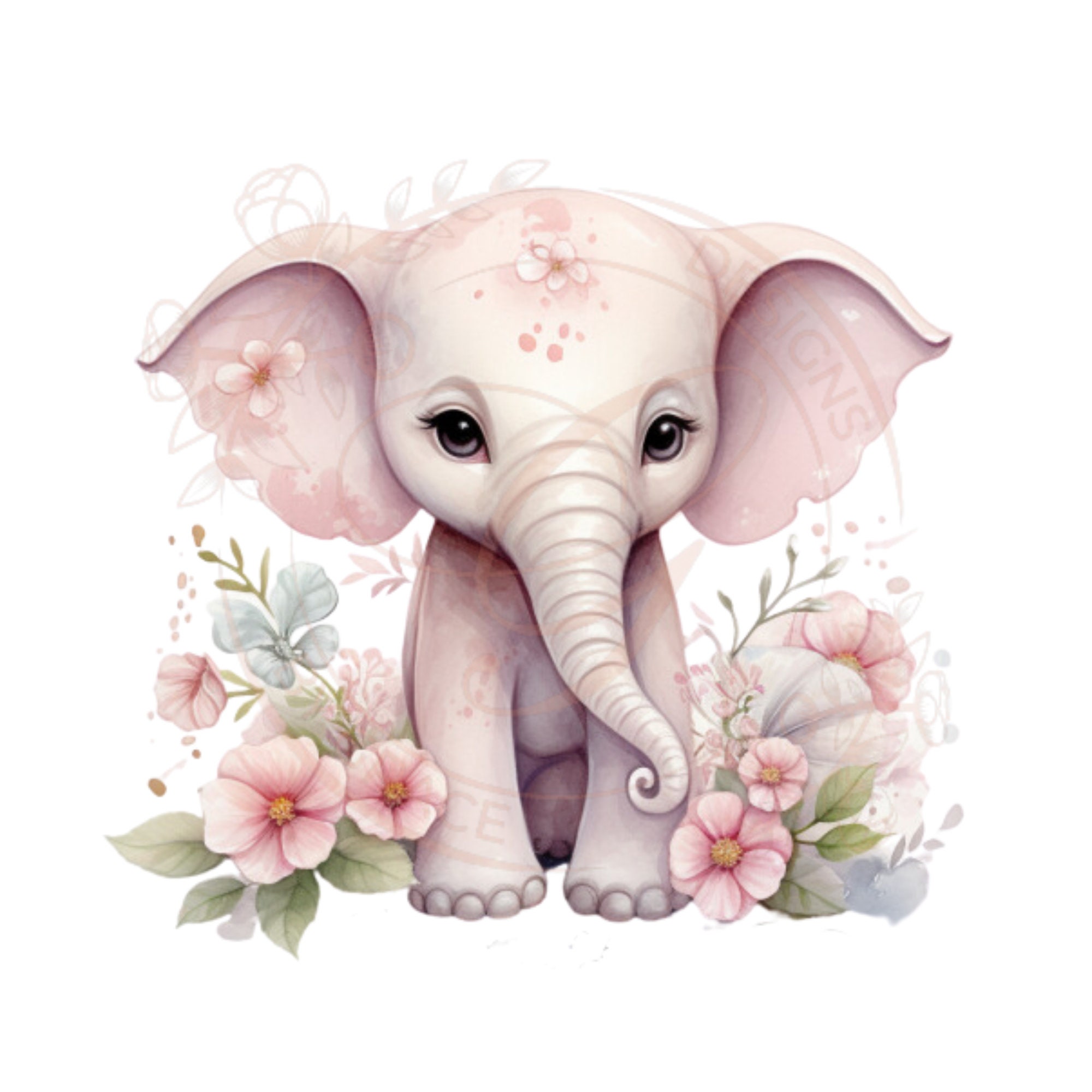Watercolor Baby Elephant, Nursery Decor, Baby Shower Decor, Clipart ...