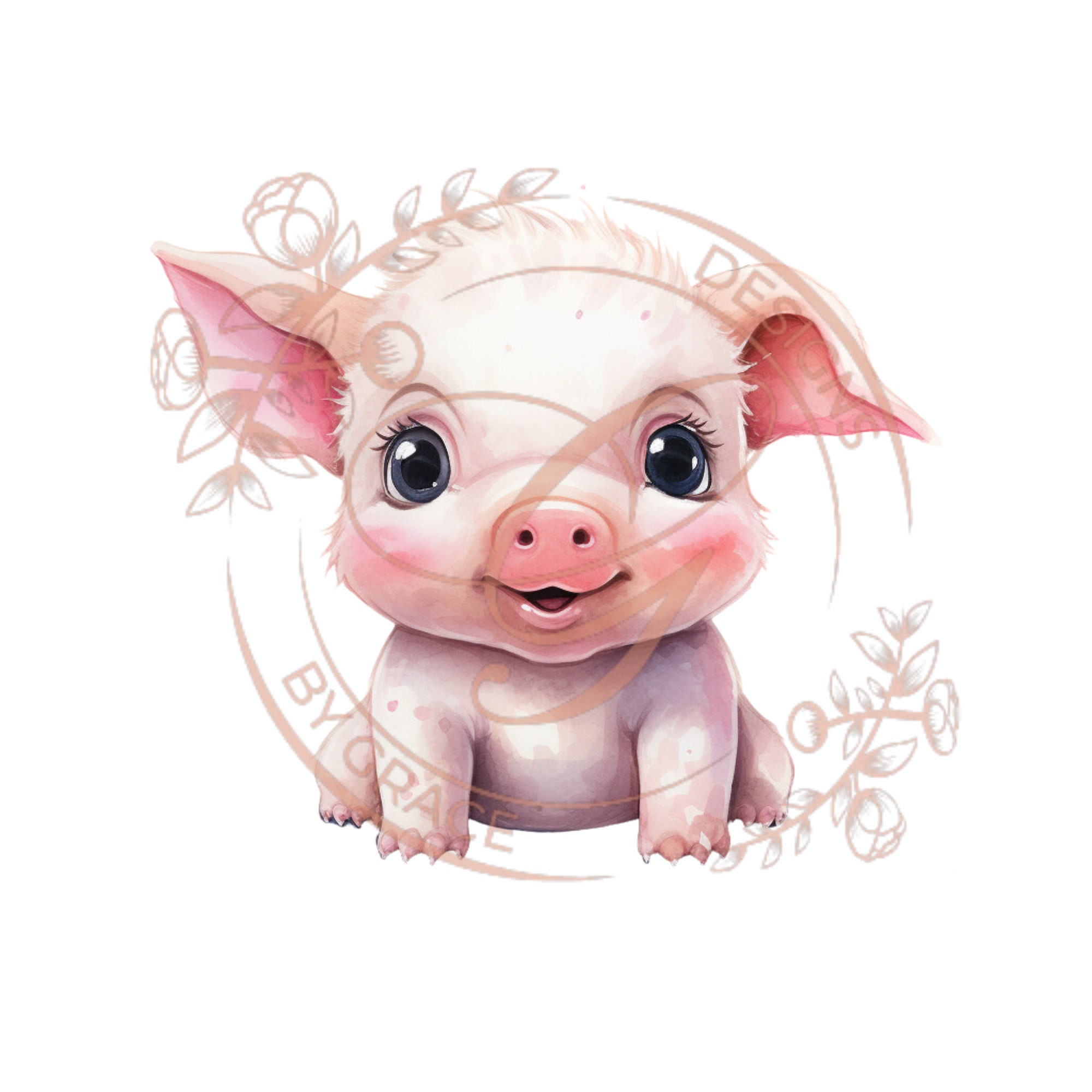Watercolor Cute Baby Pig Clipart Bundle, Baby Shower, Nursery Decor ...