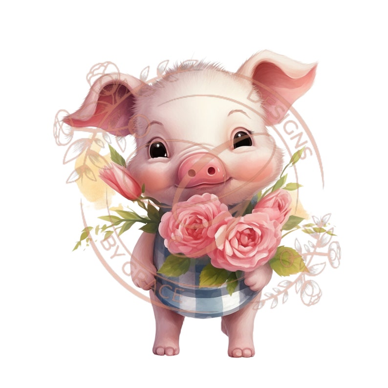 Watercolor Cute Baby Pig Clipart Bundle, Baby Shower, Nursery Decor ...
