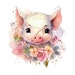 Watercolor Cute Baby Pig Clipart Bundle, Baby Shower, Nursery Decor ...