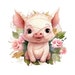Watercolor Cute Baby Pig Clipart Bundle, Baby Shower, Nursery Decor ...
