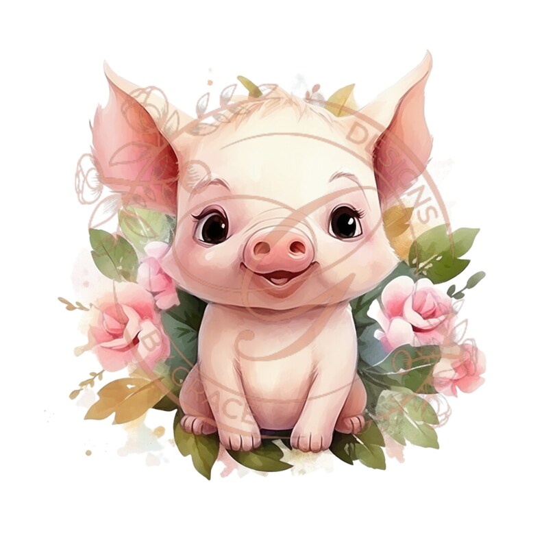 Watercolor Cute Baby Pig Clipart Bundle, Baby Shower, Nursery Decor ...