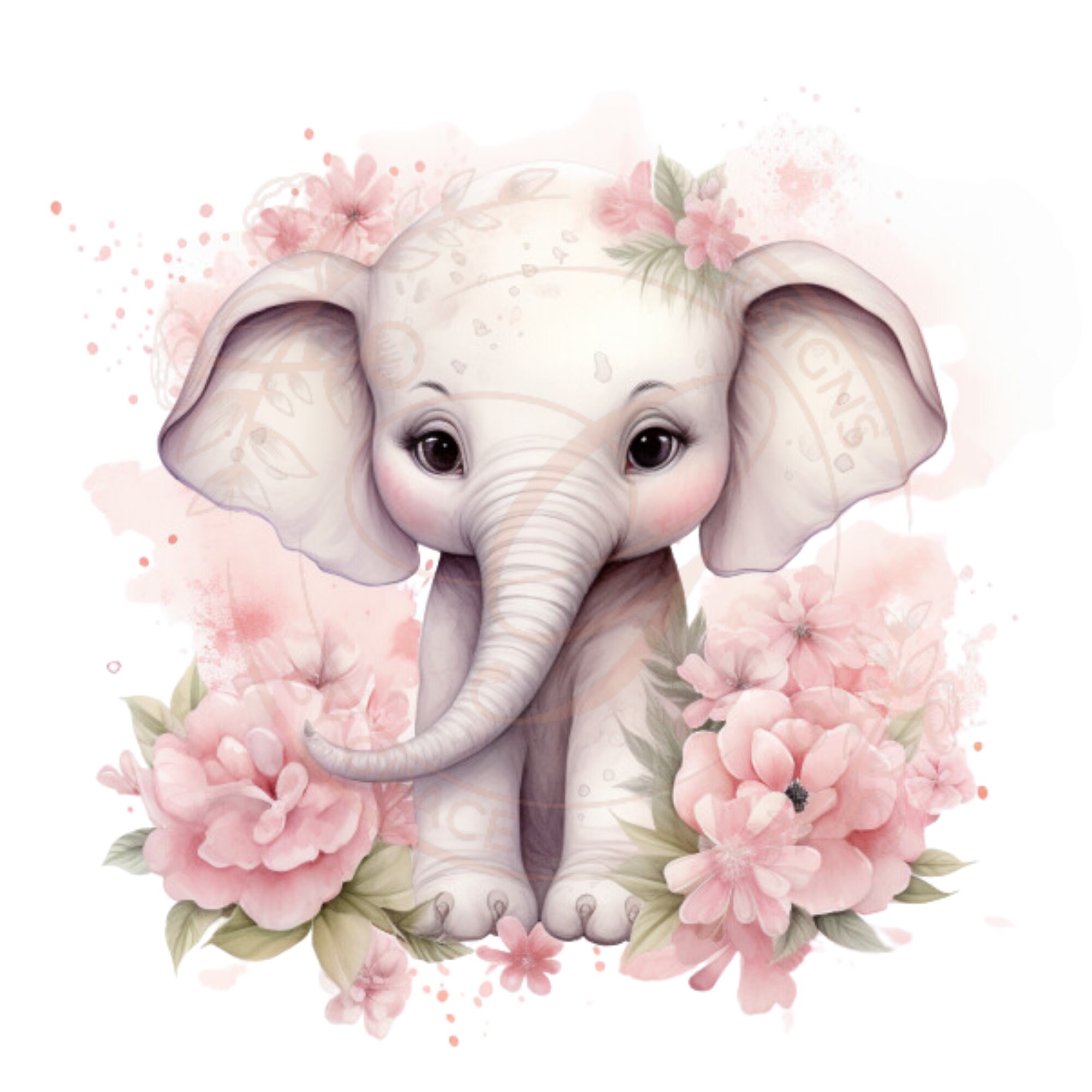 Watercolor Baby Elephant, Nursery Decor, Baby Shower Decor, Clipart ...