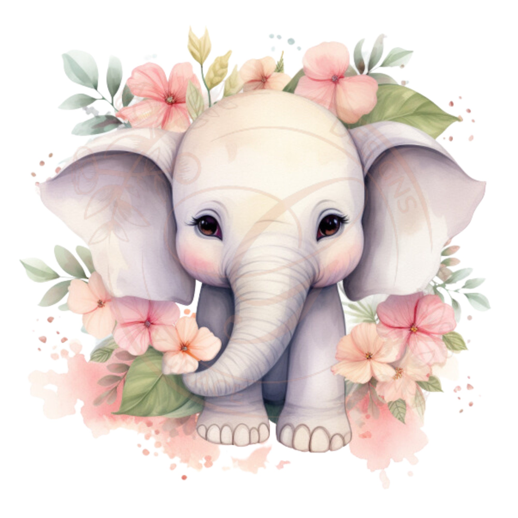 Watercolor Baby Elephant, Nursery Decor, Baby Shower Decor, Clipart ...