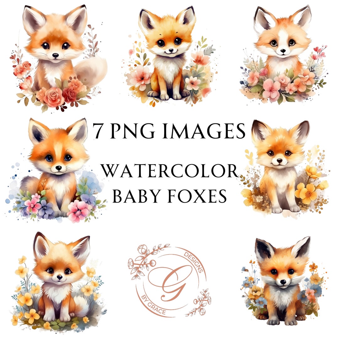 Watercolor Baby Fox Clipart Bundle Nursery Decor Cute Baby - Etsy