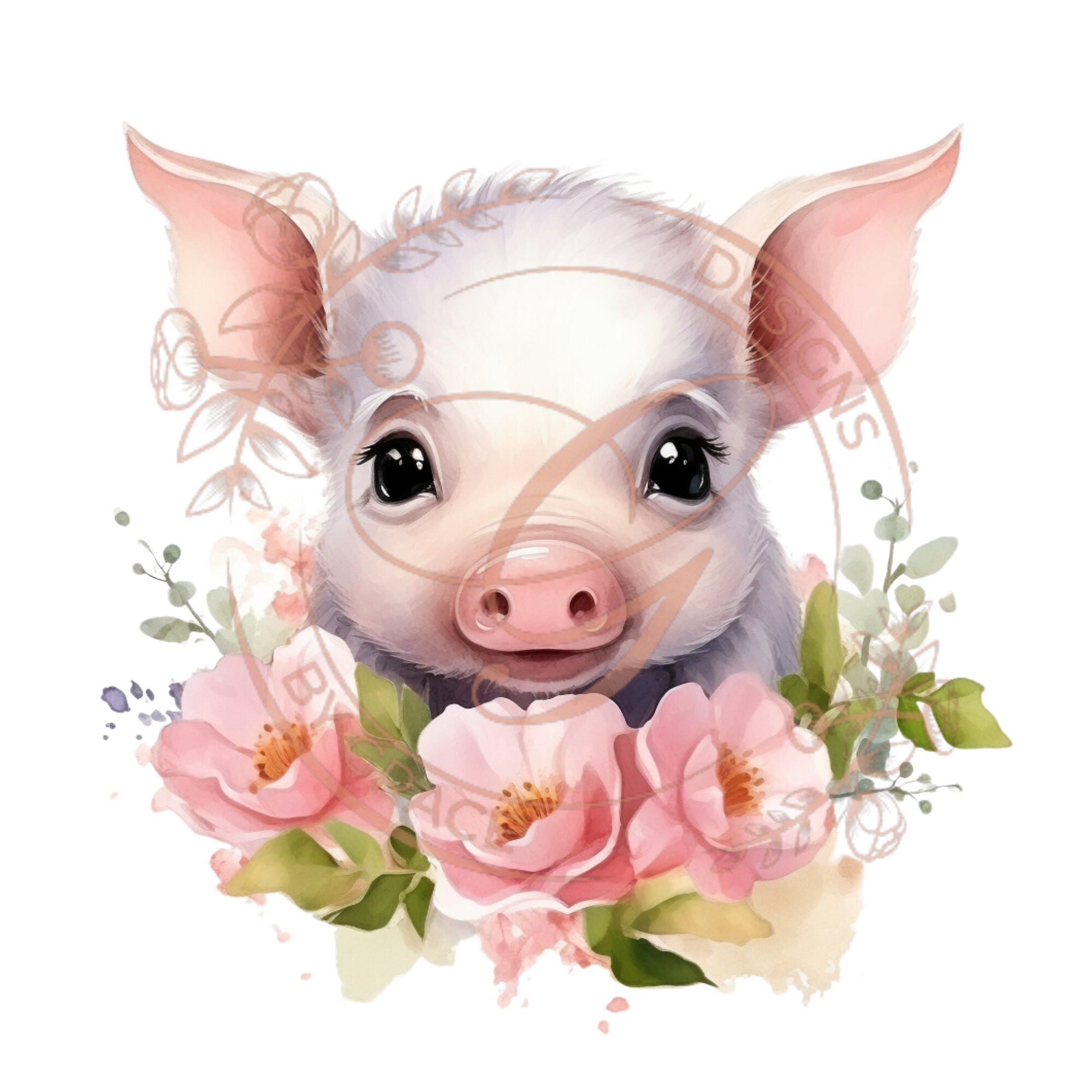 Watercolor Cute Baby Pig Clipart Bundle, Baby Shower, Nursery Decor ...
