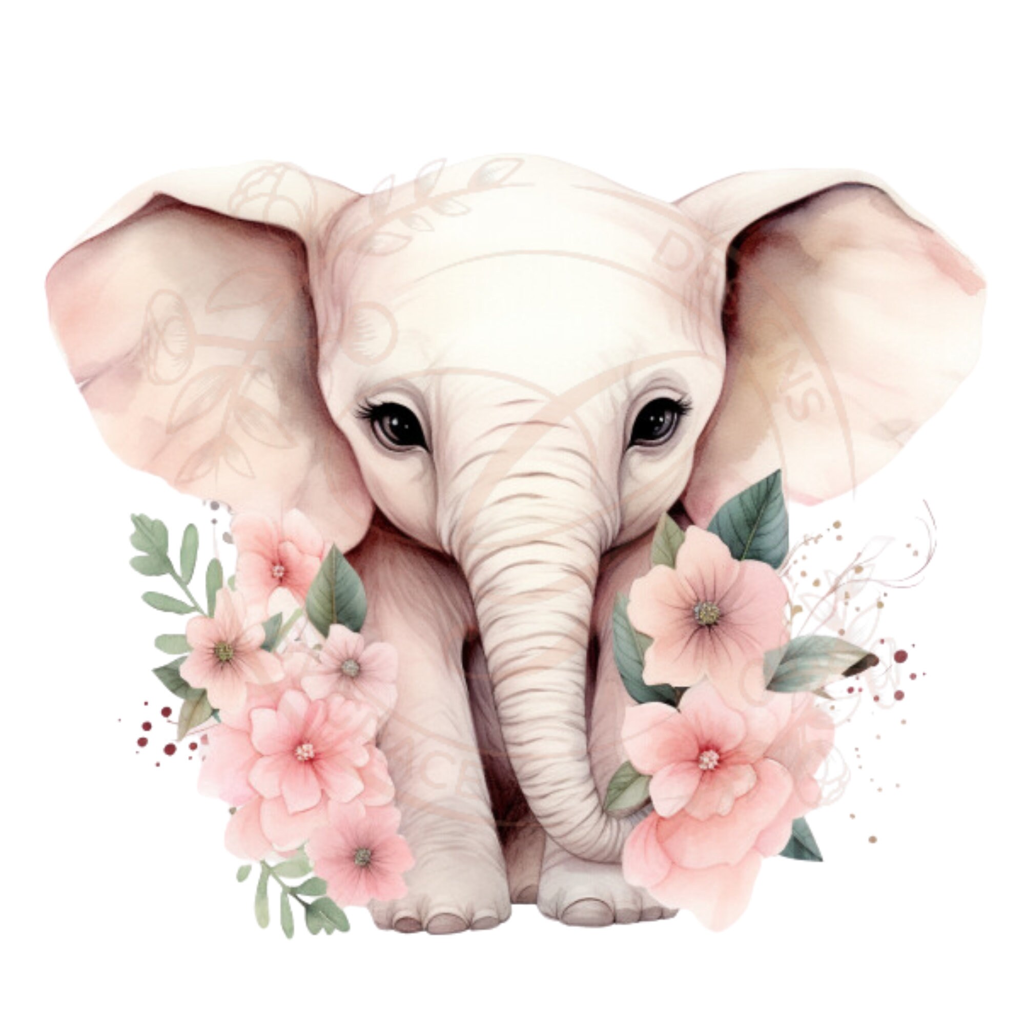 Watercolor Baby Elephant, Nursery Decor, Baby Shower Decor, Clipart ...