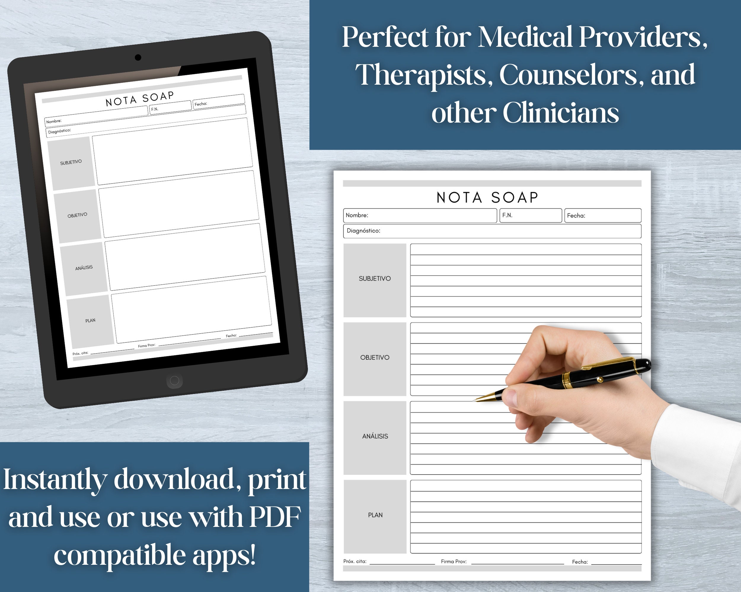 Spanish SOAP Note, Nota SOAP, Progress Note Template, Treatment ...