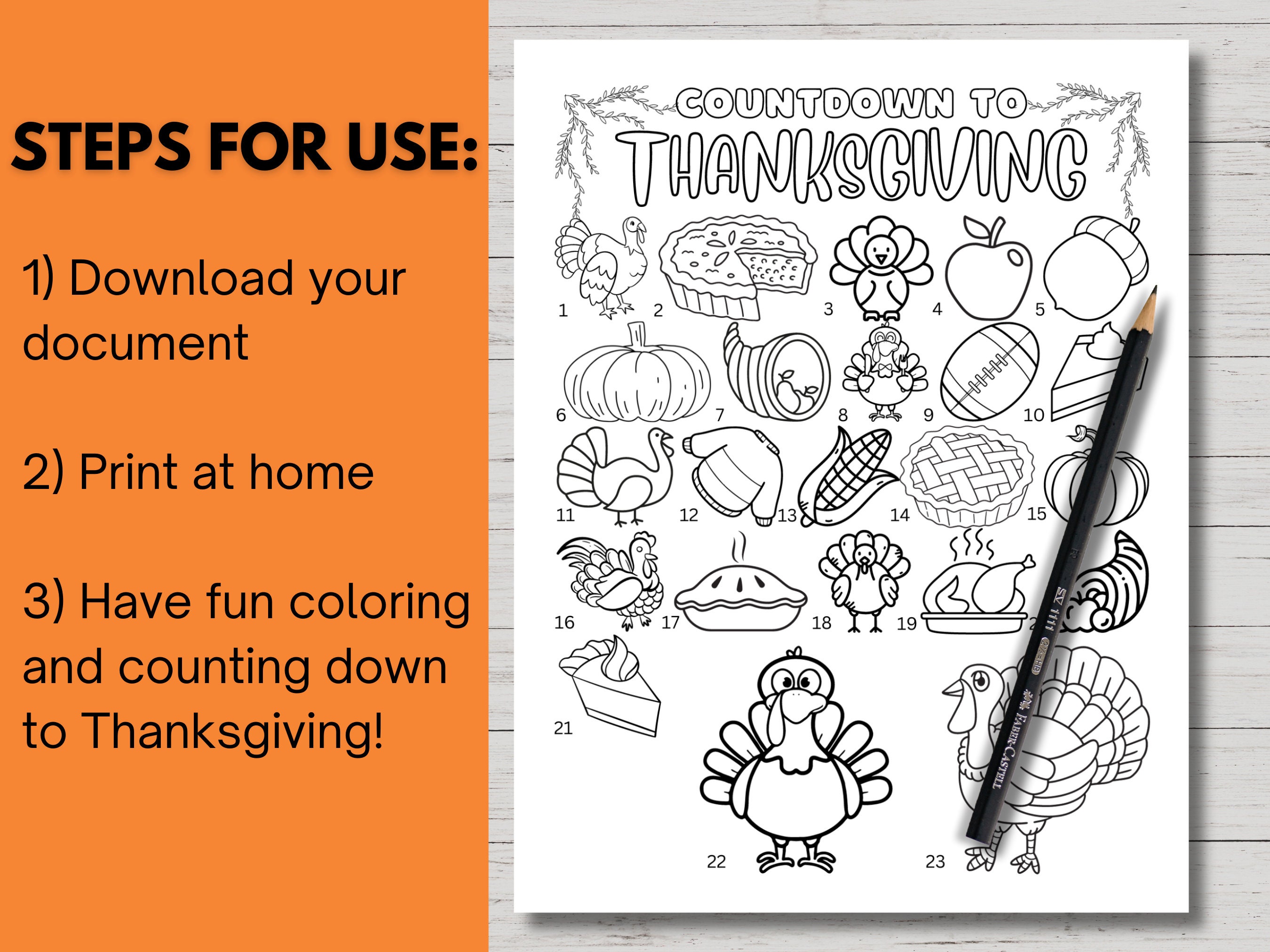 Printable Thanksgiving Countdown/ Thanksgiving Advent/ Countdown to ...