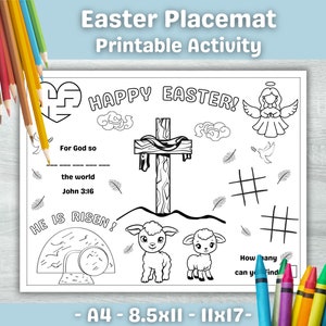 Christian Easter Activity Placemat, Easter Coloring Sheet, Easter ...