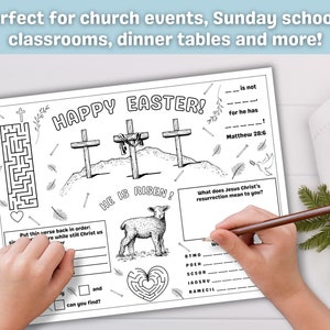 Christian Easter Activity Placemat, Easter Coloring Activity Sheet ...