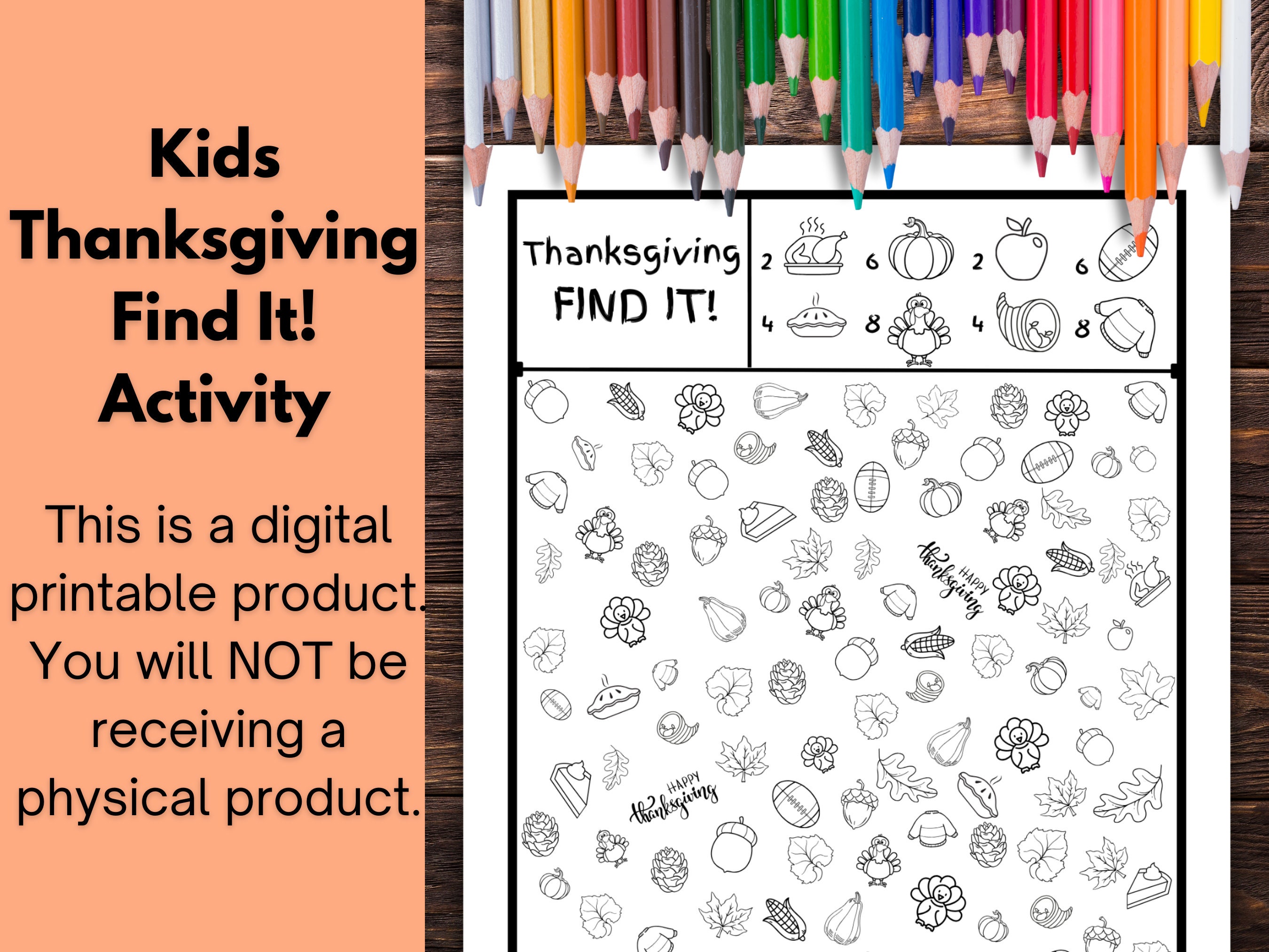 Find the Objects Game, Thanksgiving Find It Game, Kids Thanksgiving ...
