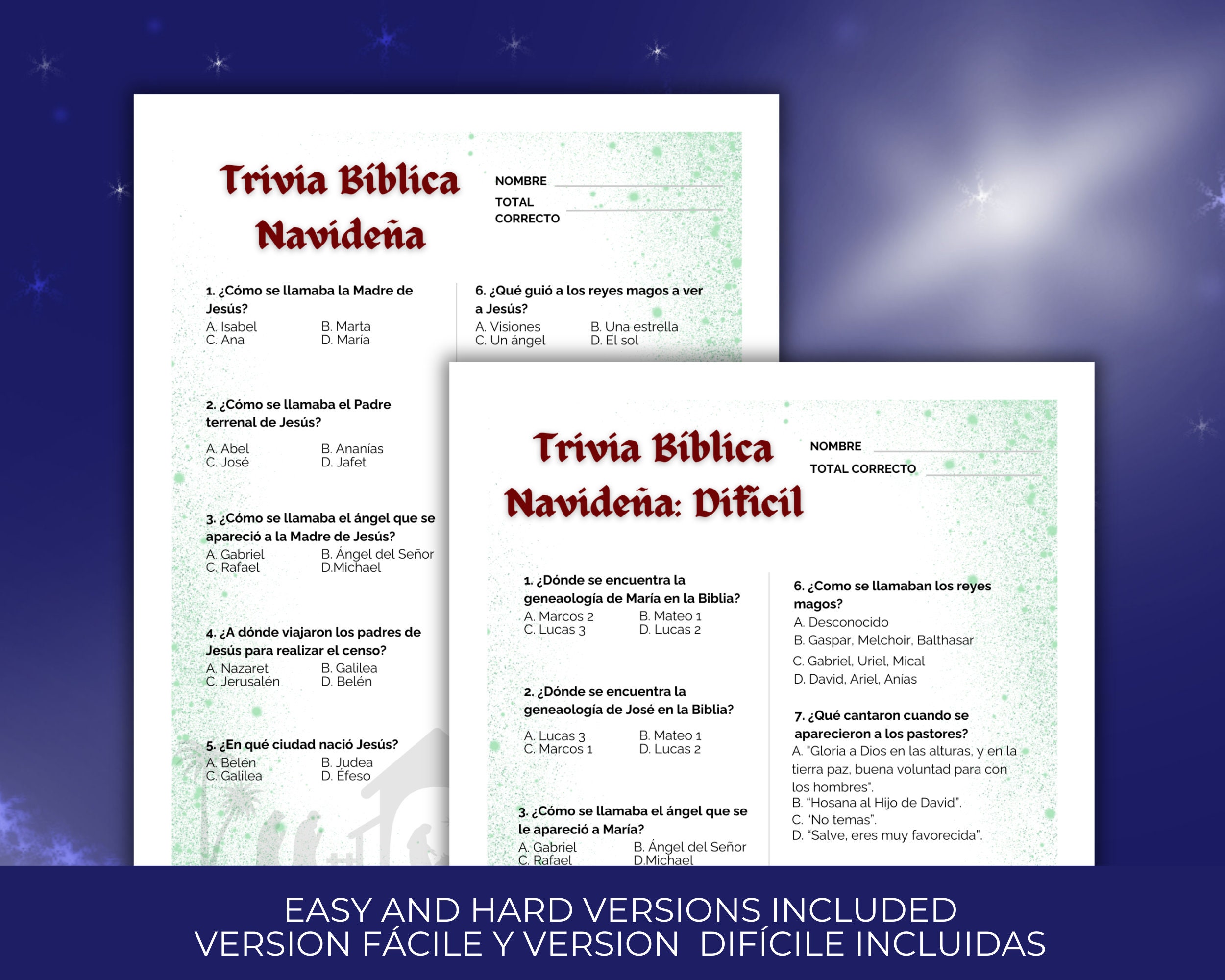 Spanish Christmas Bible Trivia, Spanish Christian Christmas Game, Bible ...