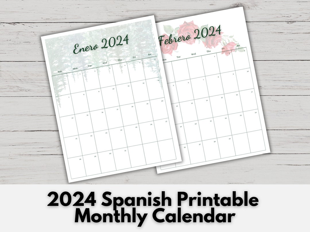 2024 Spanish Calendar, Spanish Printable Monthly Calendar, Calendario ...