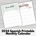 2024 Spanish Calendar, Spanish Printable Monthly Calendar, Calendario ...