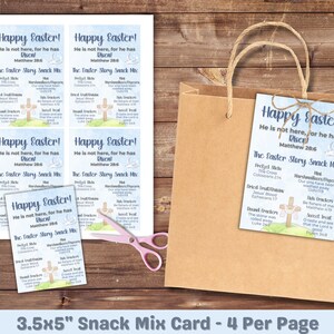 Easter Story Snack Mix Tag and Bag Topper, He is Risen Printable ...