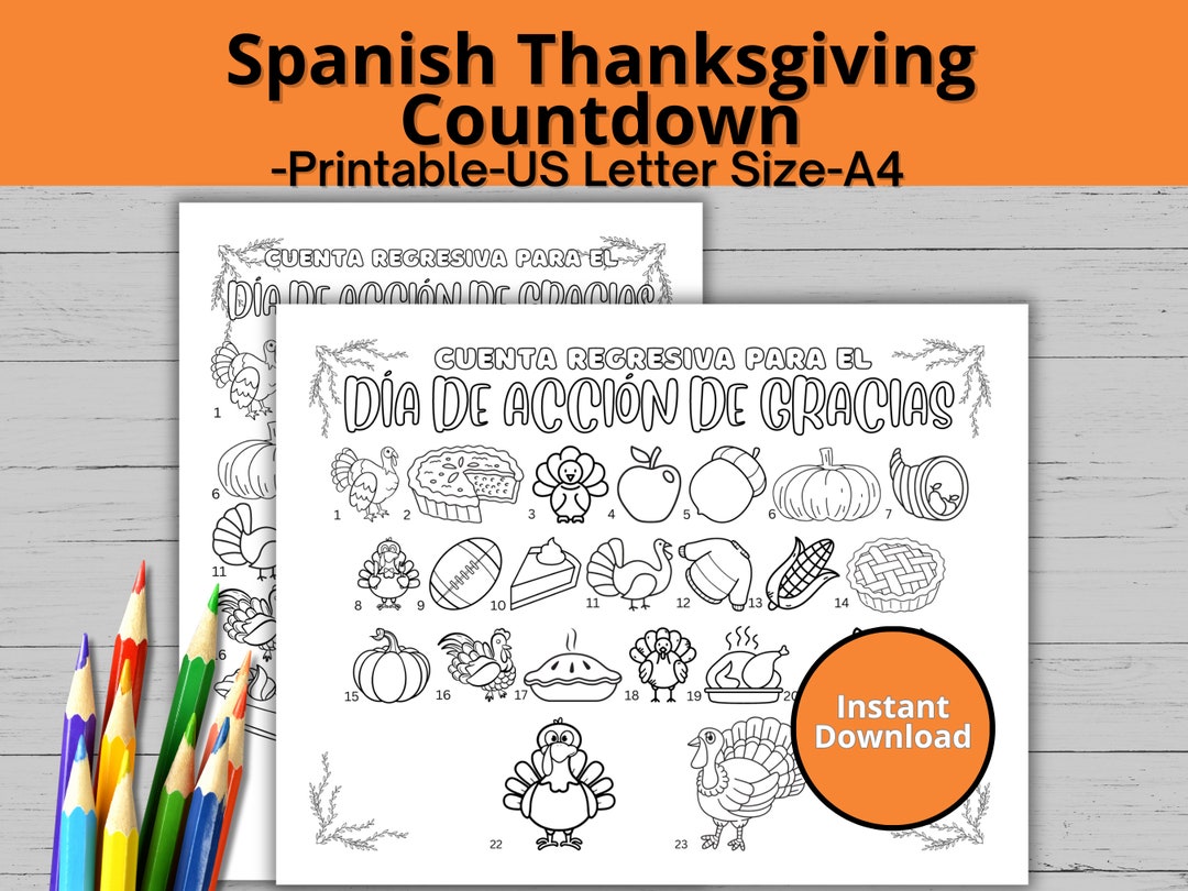 Printable Spanish Thanksgiving Countdown/ Cuenta Regresiva Para El Dia ...