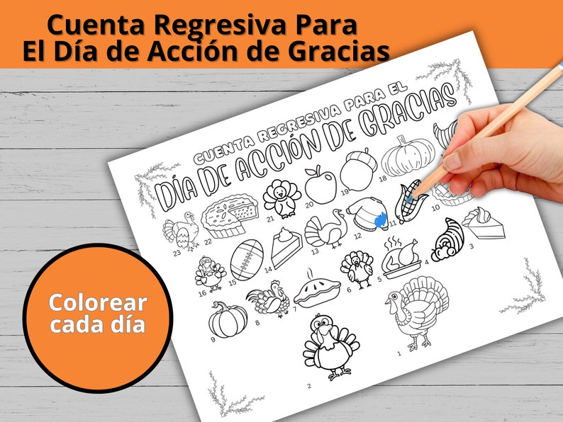 Printable Spanish Thanksgiving Countdown/ Cuenta Regresiva Para El Dia ...