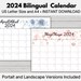 2024 Bilingual Calendar, 2024 Spanish and English Calendar, Printable ...
