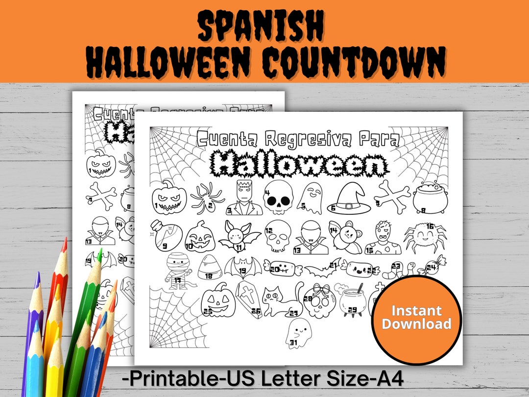 Printable Spanish Halloween Countdown/ Cuenta Regresiva Para Halloween ...
