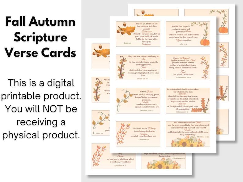 Fall Autumn Scripture Verse Cards / Bible Verse Cards/ Printable - Etsy