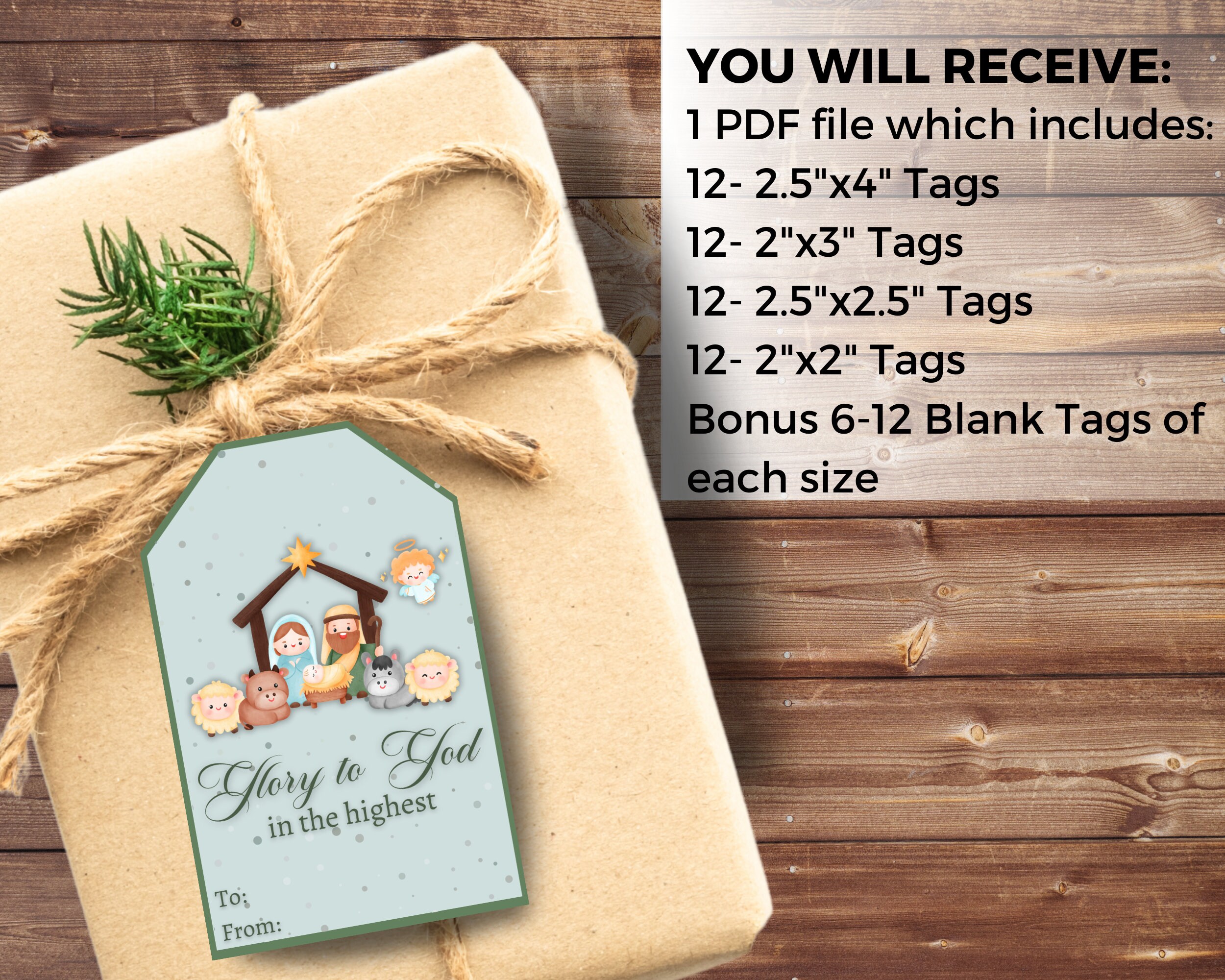 Nativity Christmas Gift Tags, Baby Jesus Gift Tag, Religious Christmas ...