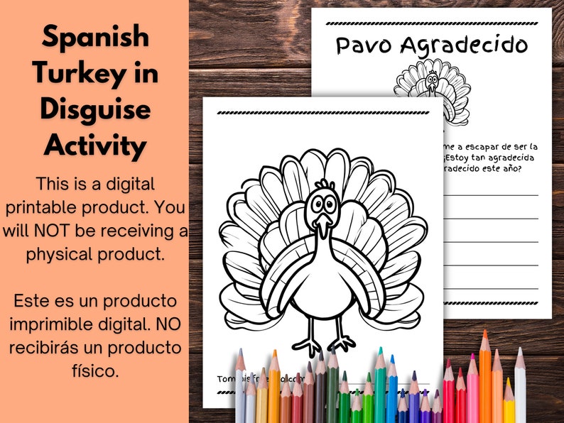 Disguise a Turkey, Turkey in Disguise in Spanish, Spanish Thanksgiving Activity, Tom the Turkey ...