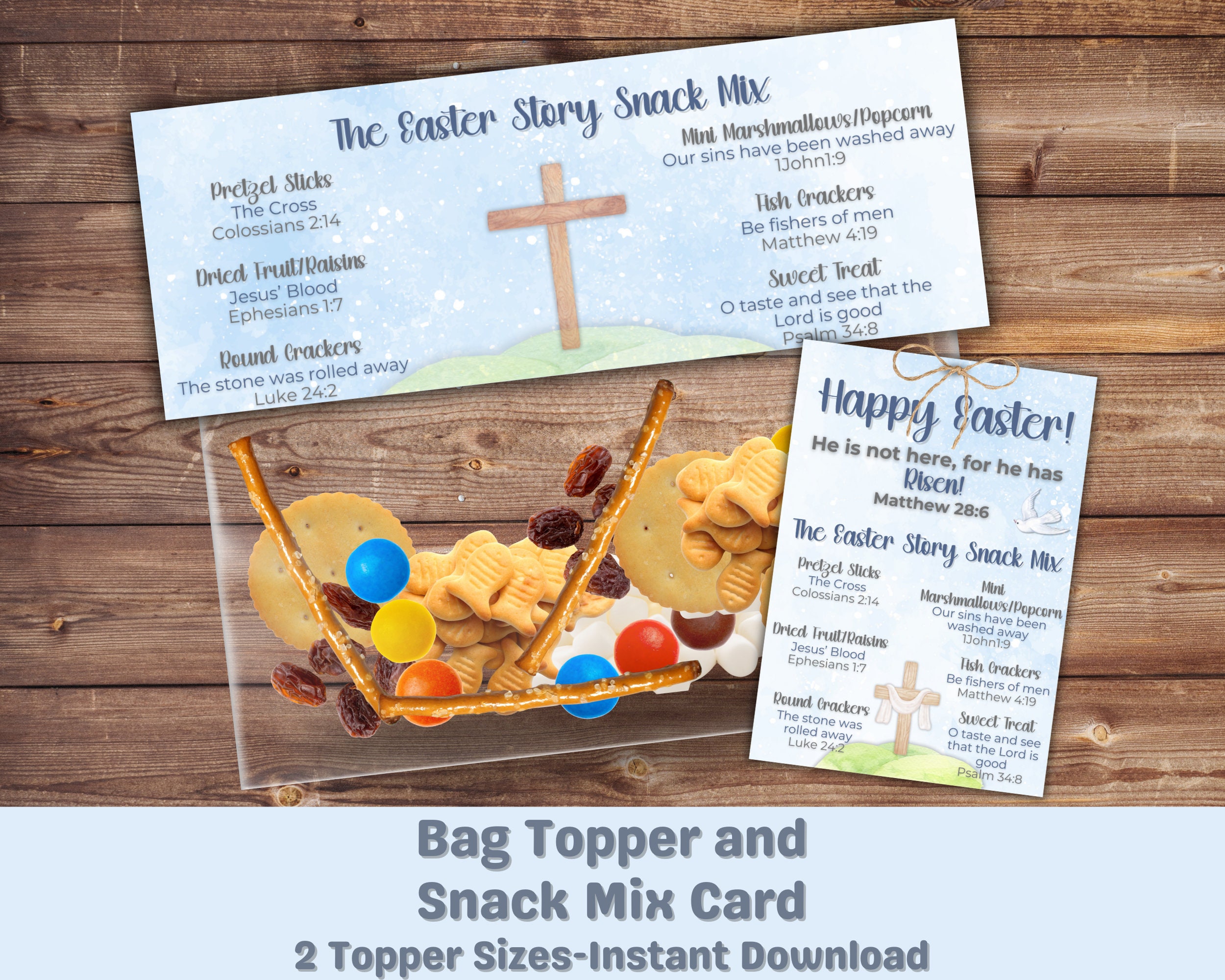 Easter Story Snack Mix Tag and Bag Topper, He is Risen Printable ...