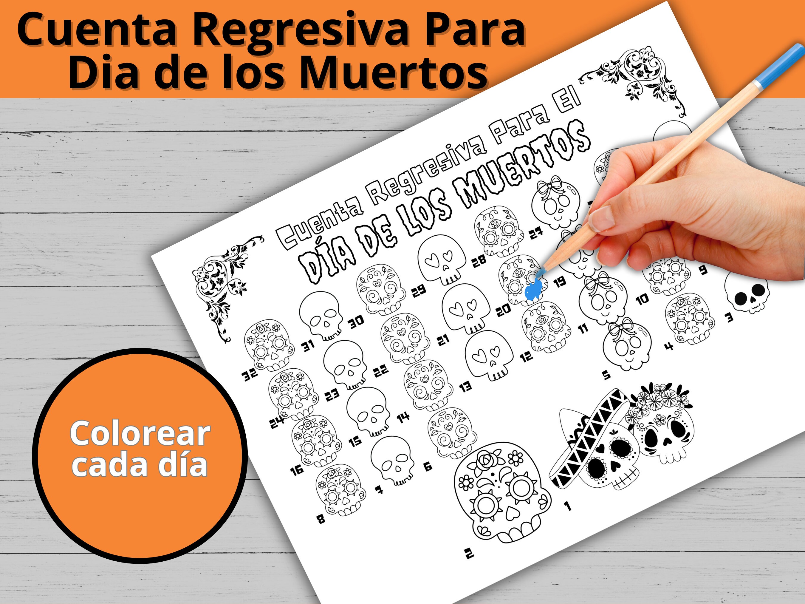 Printable Day of the Dead Countdown in Spanish/ Dia De Los - Etsy