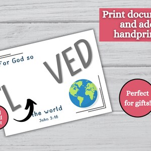 John 3:16 Handprint Art, Christian Preschool Activities, Handprint ...