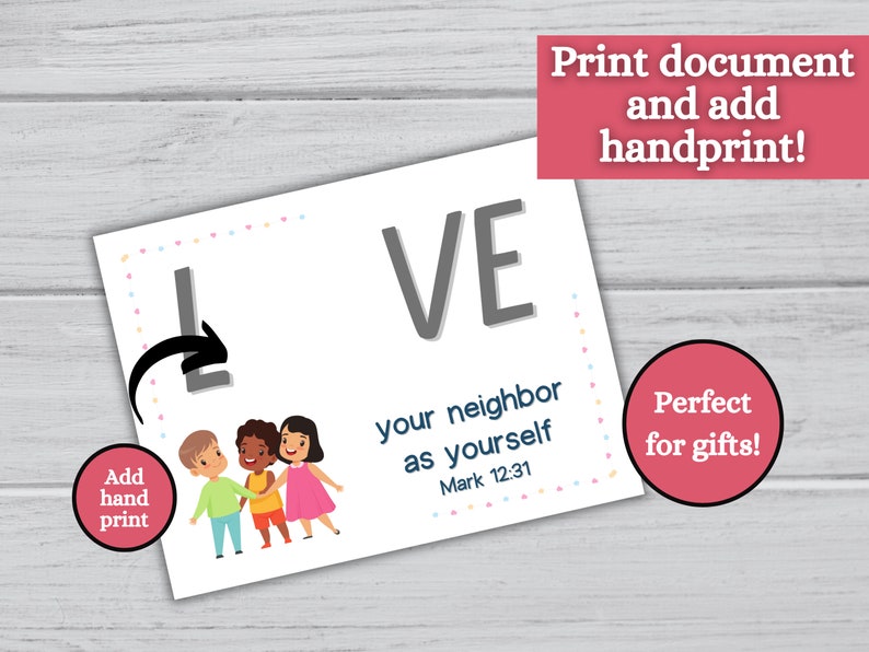 Christian Handprint Art, Handprint Craft, Love Your Neighbor, Mark 12: ...