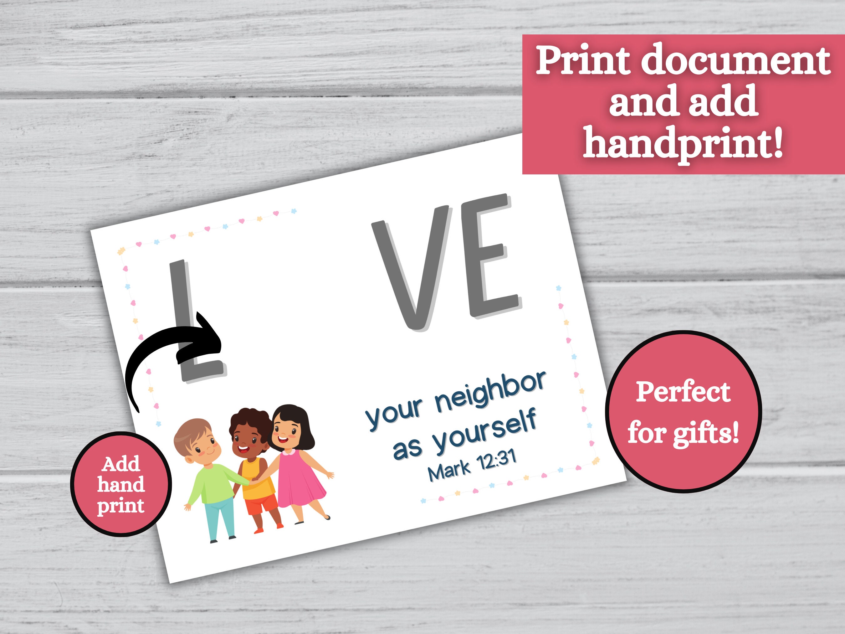 Christian Handprint Art, Handprint Craft, Love Your Neighbor, Mark 12: ...