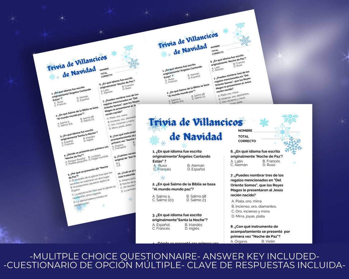 Spanish Christmas Carol Trivia, Christmas Song Trivia Game, Spanish ...