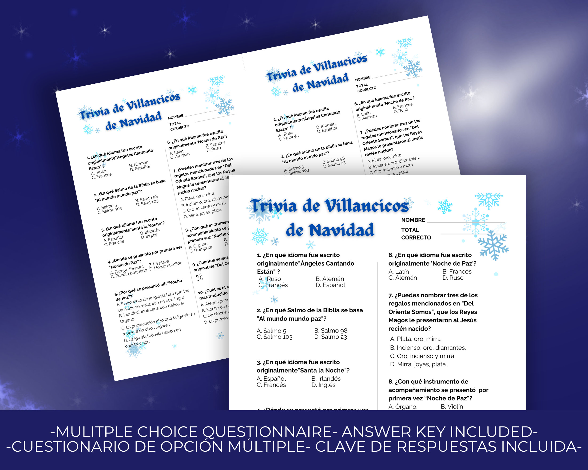 Spanish Christmas Carol Trivia, Christmas Song Trivia Game, Spanish ...